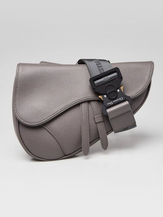 Dior | Bags | Christian Dior Grey Pebbled Leather Saddle Bag | Poshmark